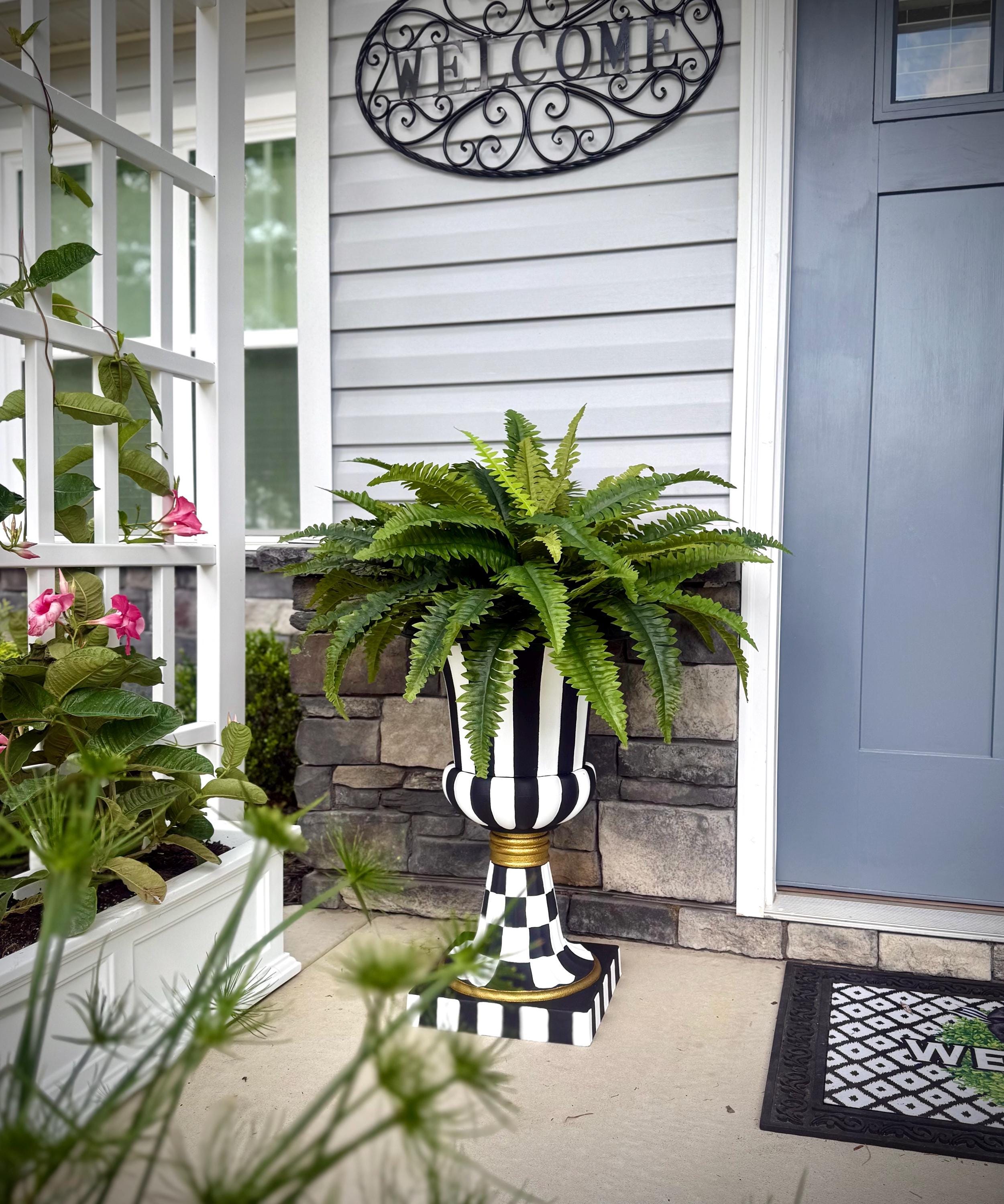 MC Inspired Outdoor Hand Painted Urn Planter - Etsy