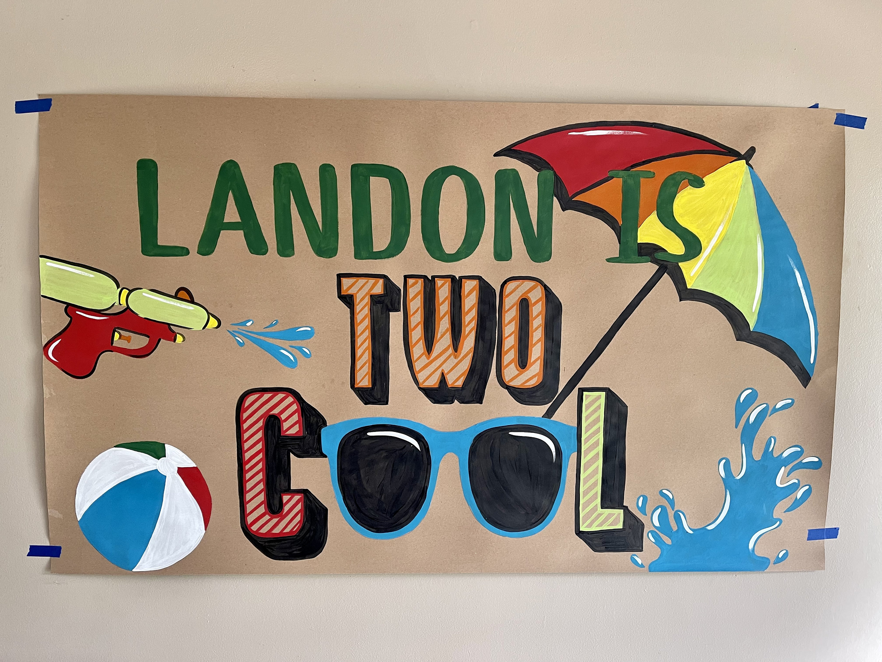 Painted Banner, Birthday Banner, Hand Painted Banner, Kraft Banner, Two ...