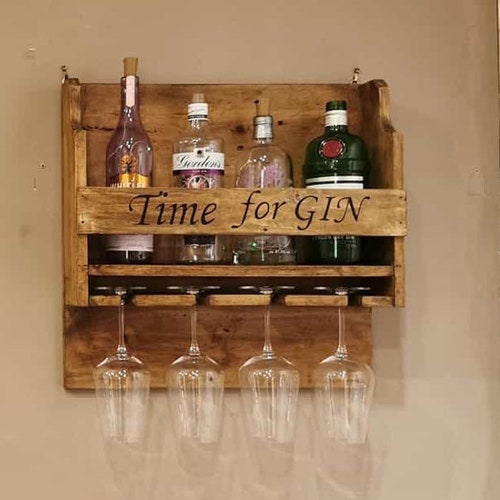 Summer House Home Bar Shelf Wall Mounted Unit Gin Rack - Etsy