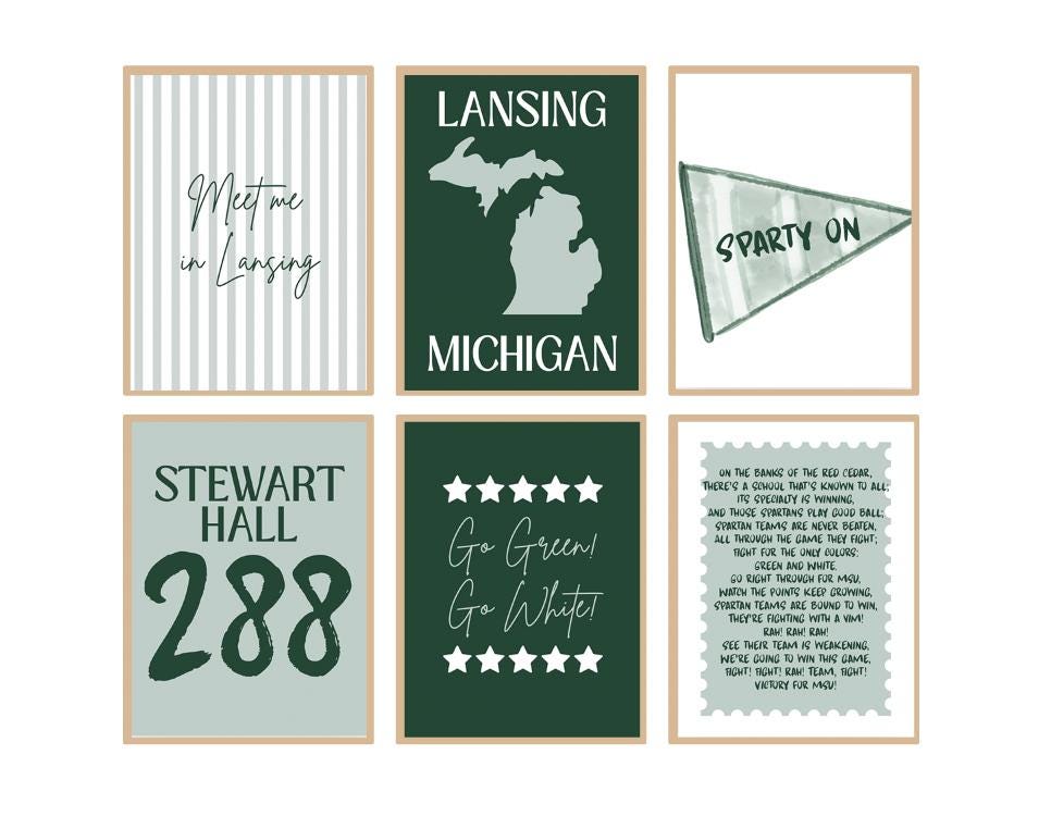 Michigan State Custom Digital College Prints / MSU Dorm Prints - Etsy