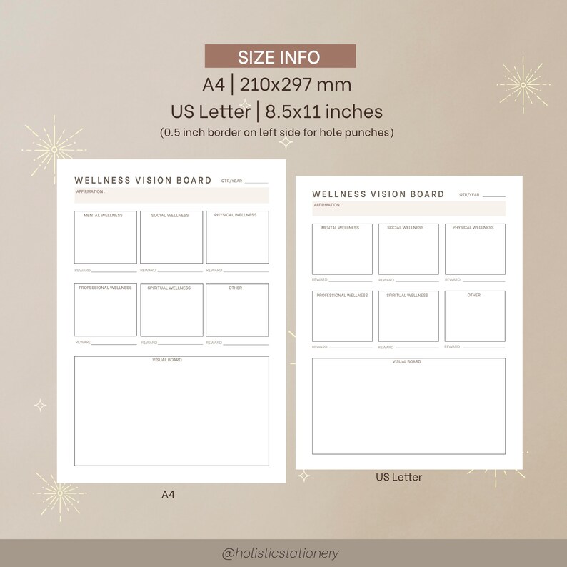 Wellness Strategy Template |A4, US Letter, Vision Board, Digital ...
