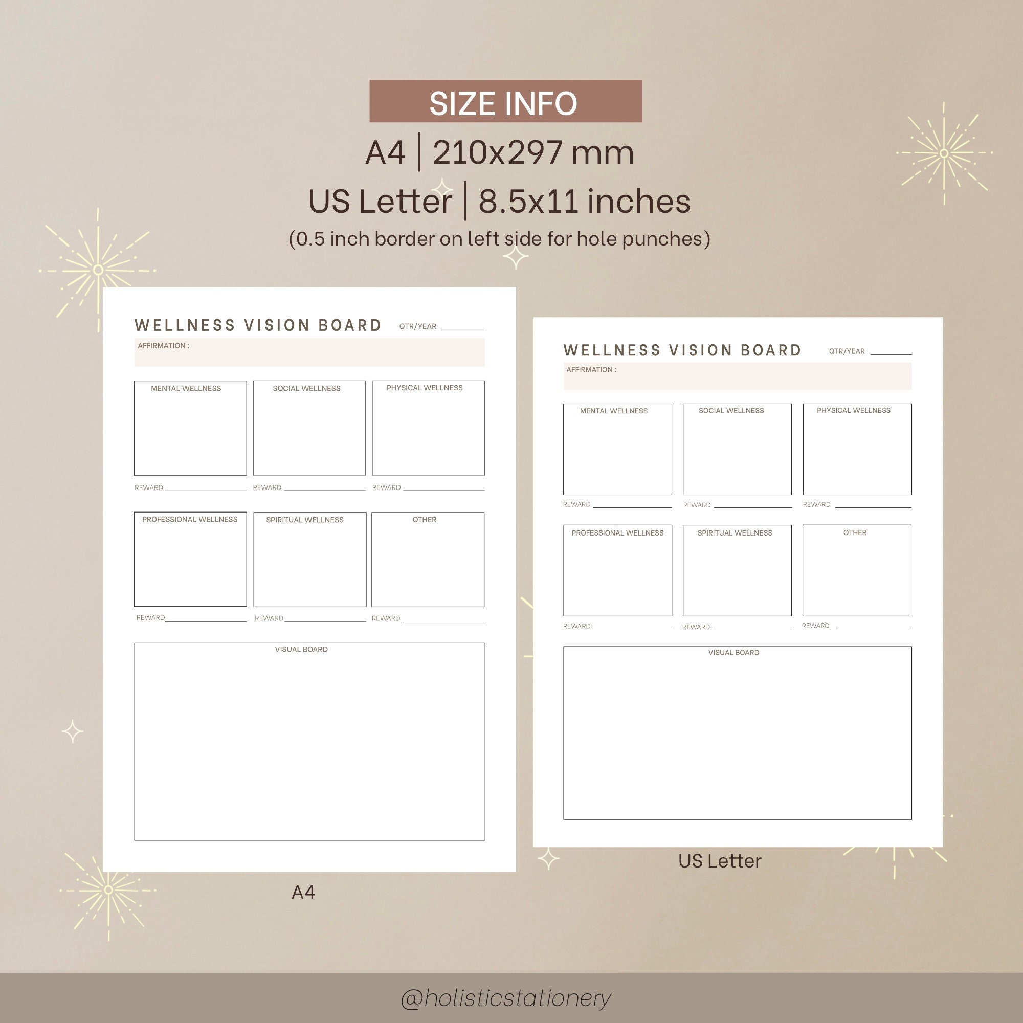 Wellness Strategy Template |A4, US Letter, Vision Board, Digital ...