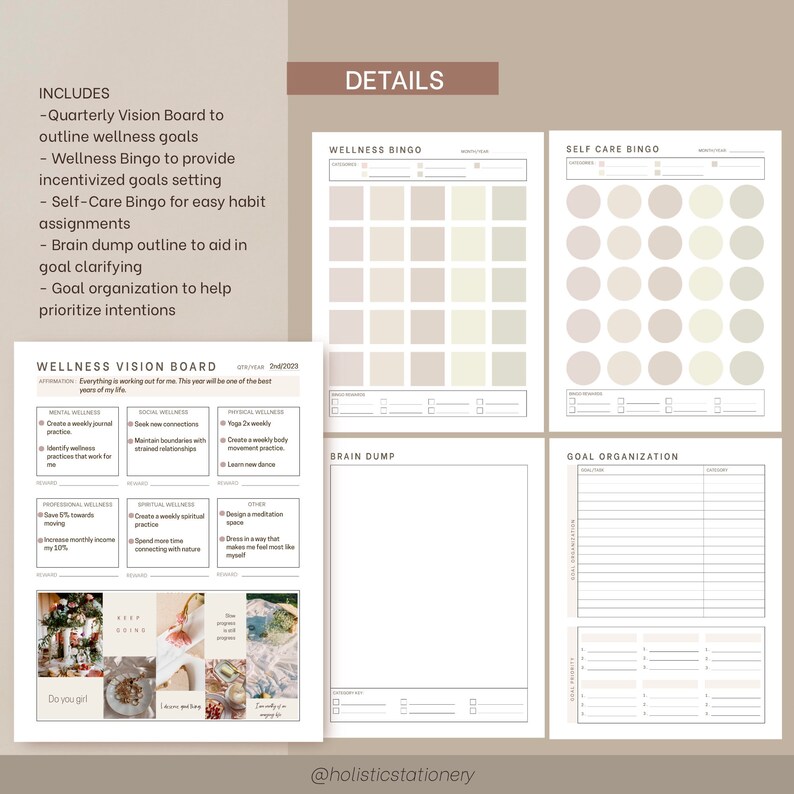 Wellness Strategy Template |A4, US Letter, Vision Board, Digital ...