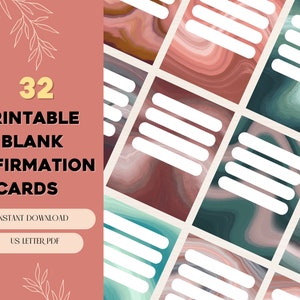 32 Printable Blank Affirmation Cards | Positive, Gratitude, Confidence ...