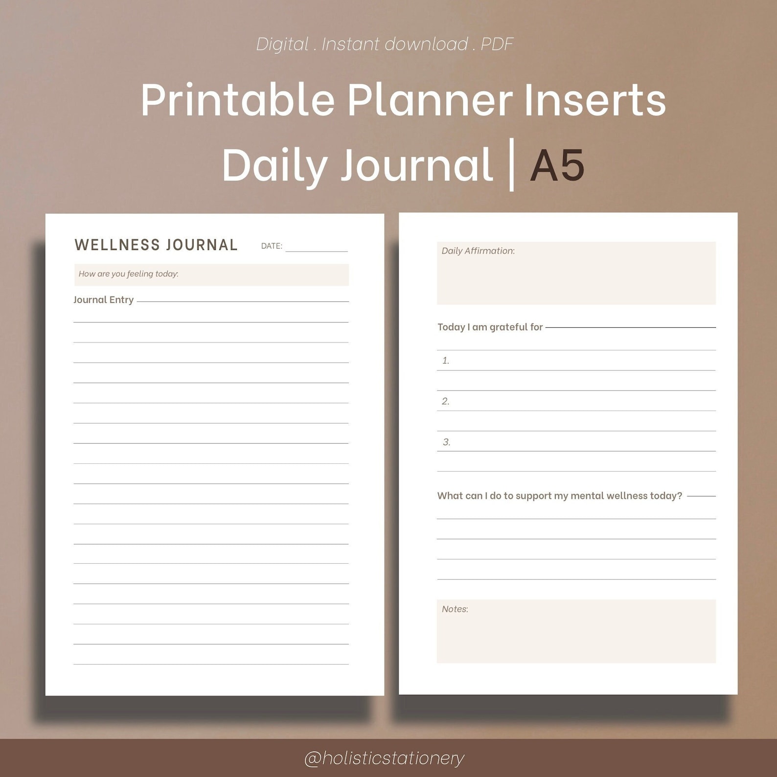 Daily Wellness Journal | A5, Printable Journal, Wellness Journal ...