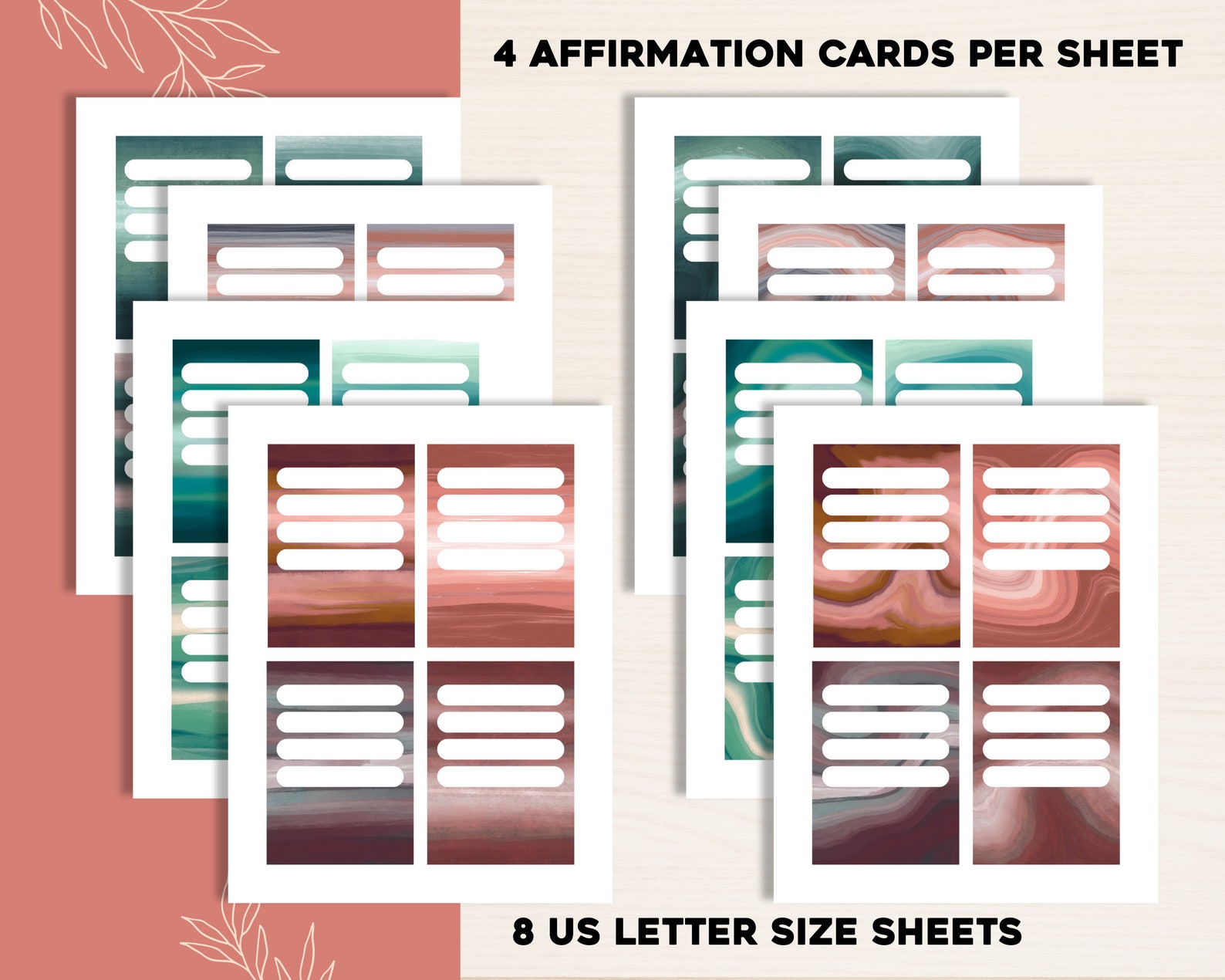 32 Printable Blank Affirmation Cards | Positive, Gratitude, Confidence ...