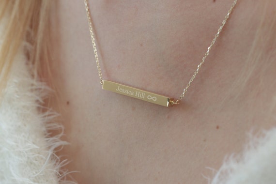 Personalized horizontal bar necklace store