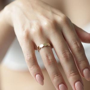 10k/14k/18k Solid Gold Hexagon Ring / Gold Geometric Matching Ring ...