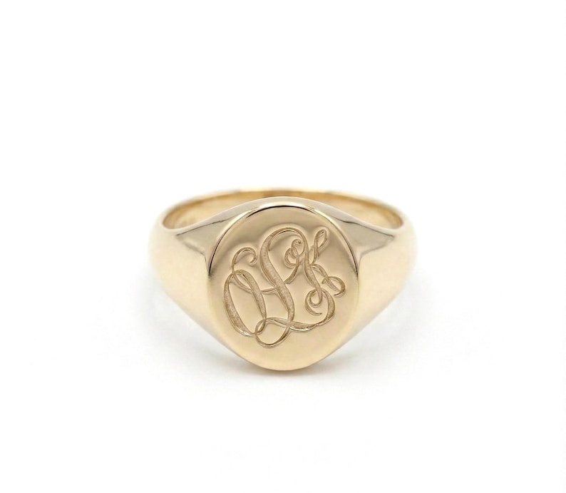 Personalized Gold Signet Ring – Custom Monogram Engraved Pinky Ring - Etsy