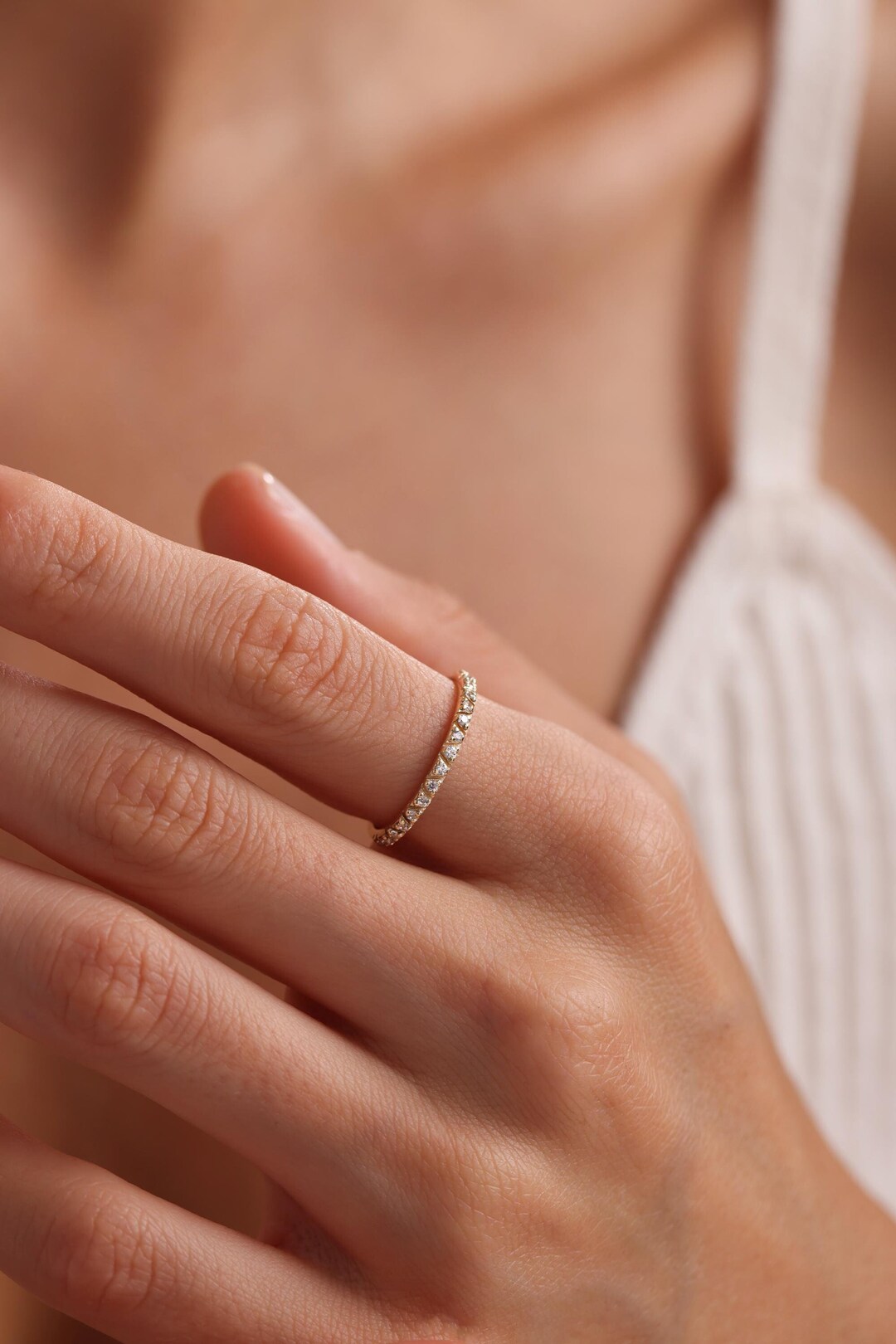 10k-14k-18k Gold Diamond Spike Ring / Half Eternity Ring / Unique ...