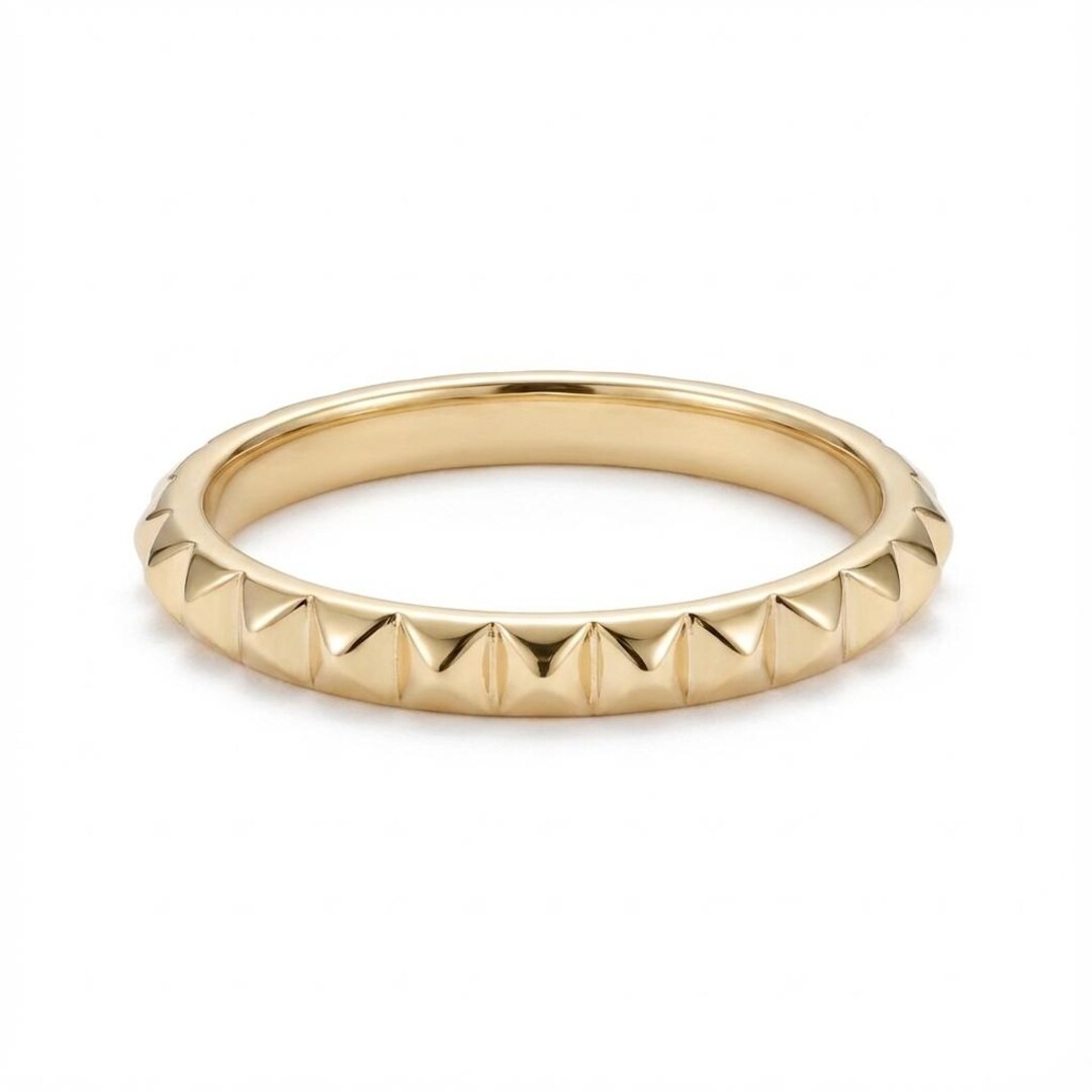 Geometric Pyramid 14K Gold Band Ring – Minimalist Stacking Ring - Etsy
