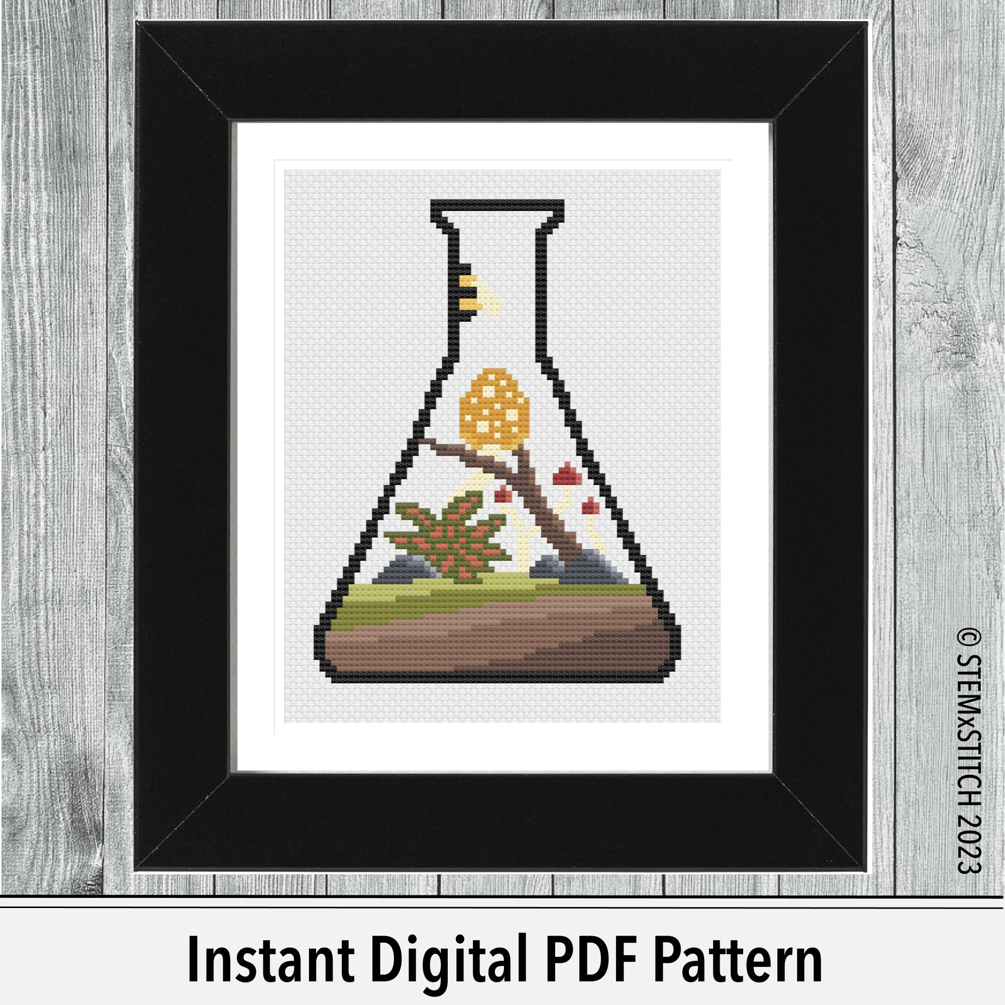 Botany I - Erlenmeyer Flask Cross Stitch Pattern - Digital PDF Download ...
