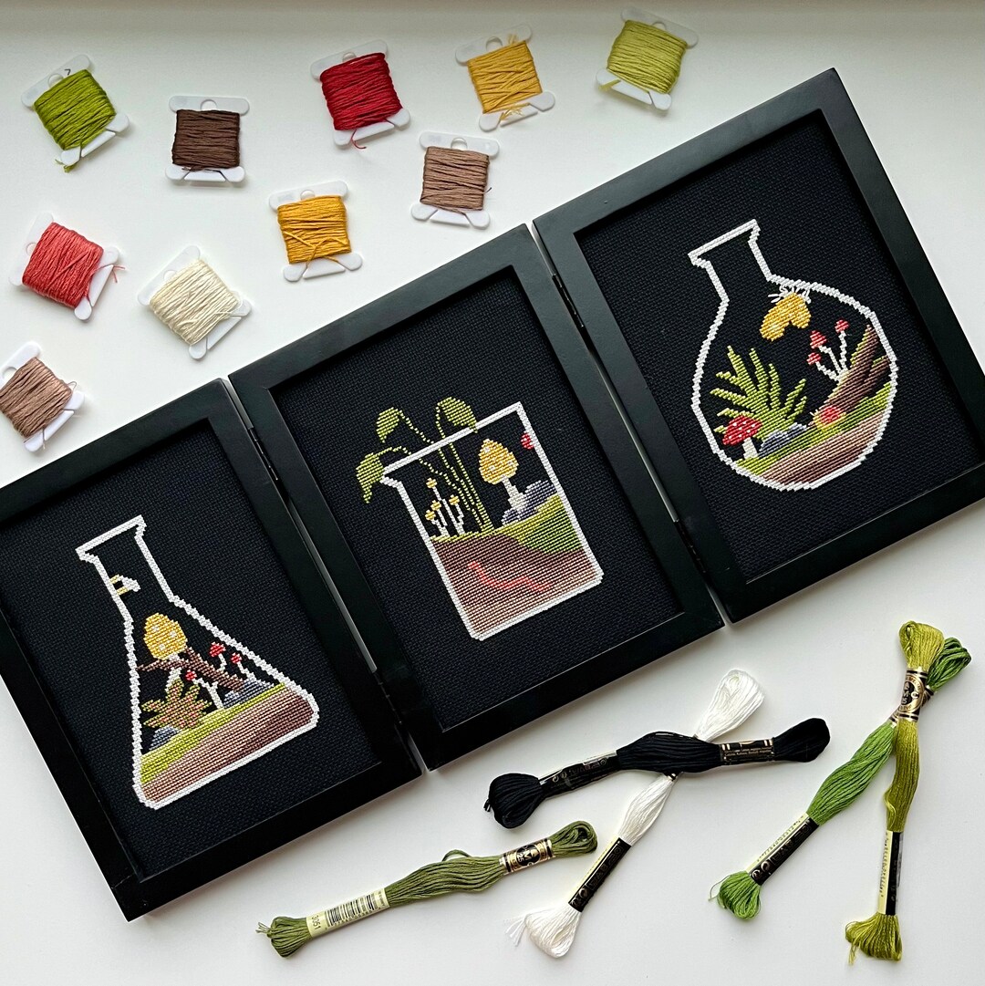 Botany Trio - 3 Cross Stitch Patterns - Digital PDF Download - Etsy