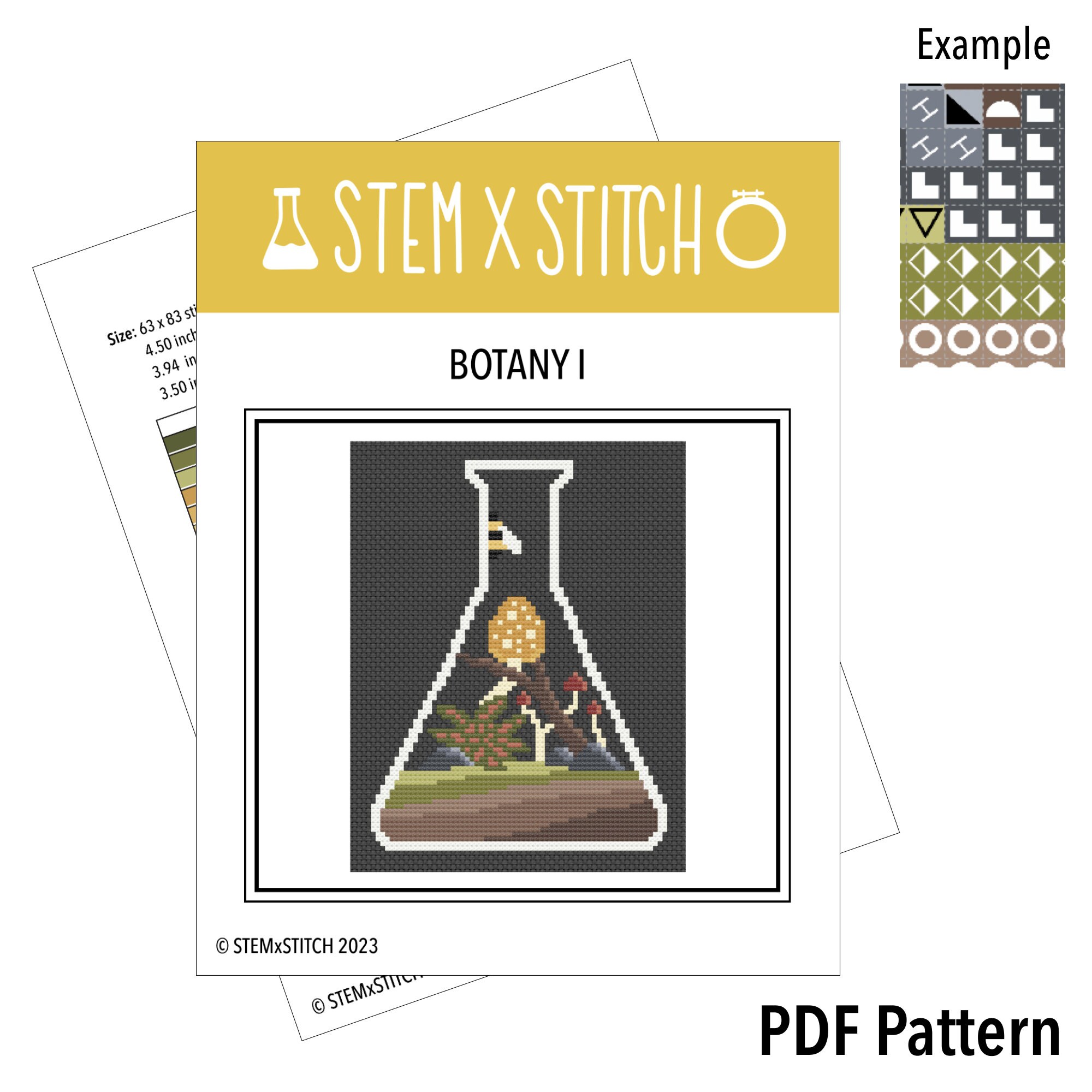 Botany I - Erlenmeyer Flask Cross Stitch Pattern - Digital PDF Download ...