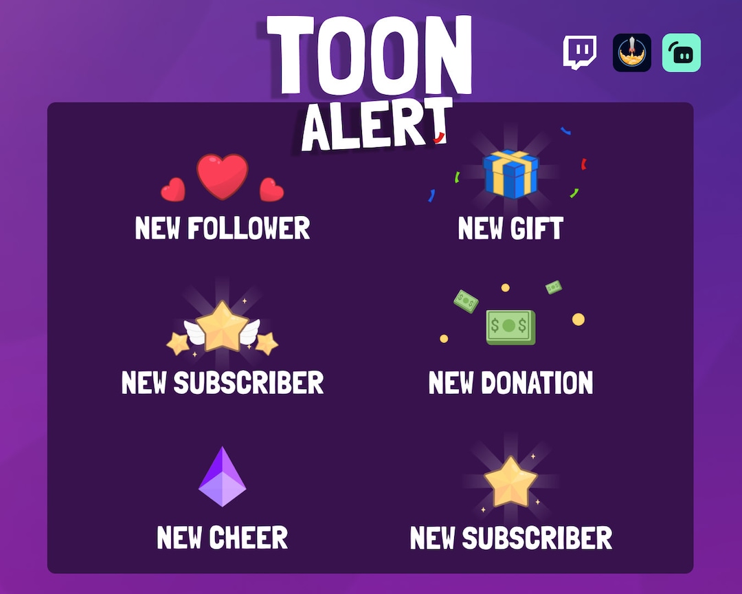 Twitch Animated Alerts | Animated Toon Alerts - Etsy