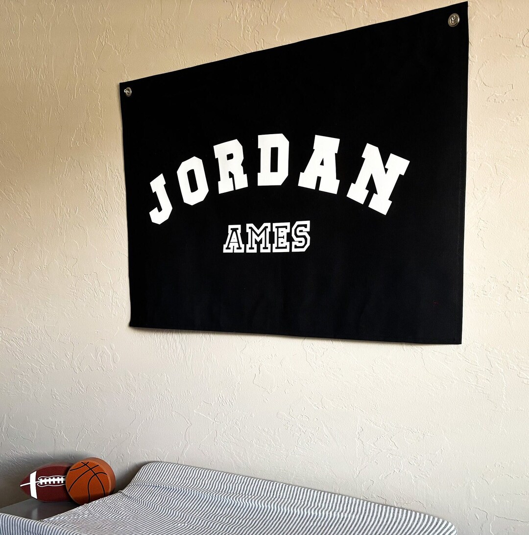 Custom Canvas Banner Sign, Black Canvas Personalized Name Banner Sign ...