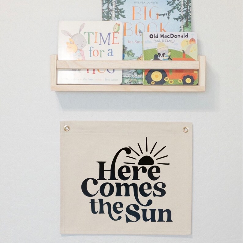 Canvas Banner Sign, Here Comes the Sun, Canvas Flag, Kid and Play Room ...