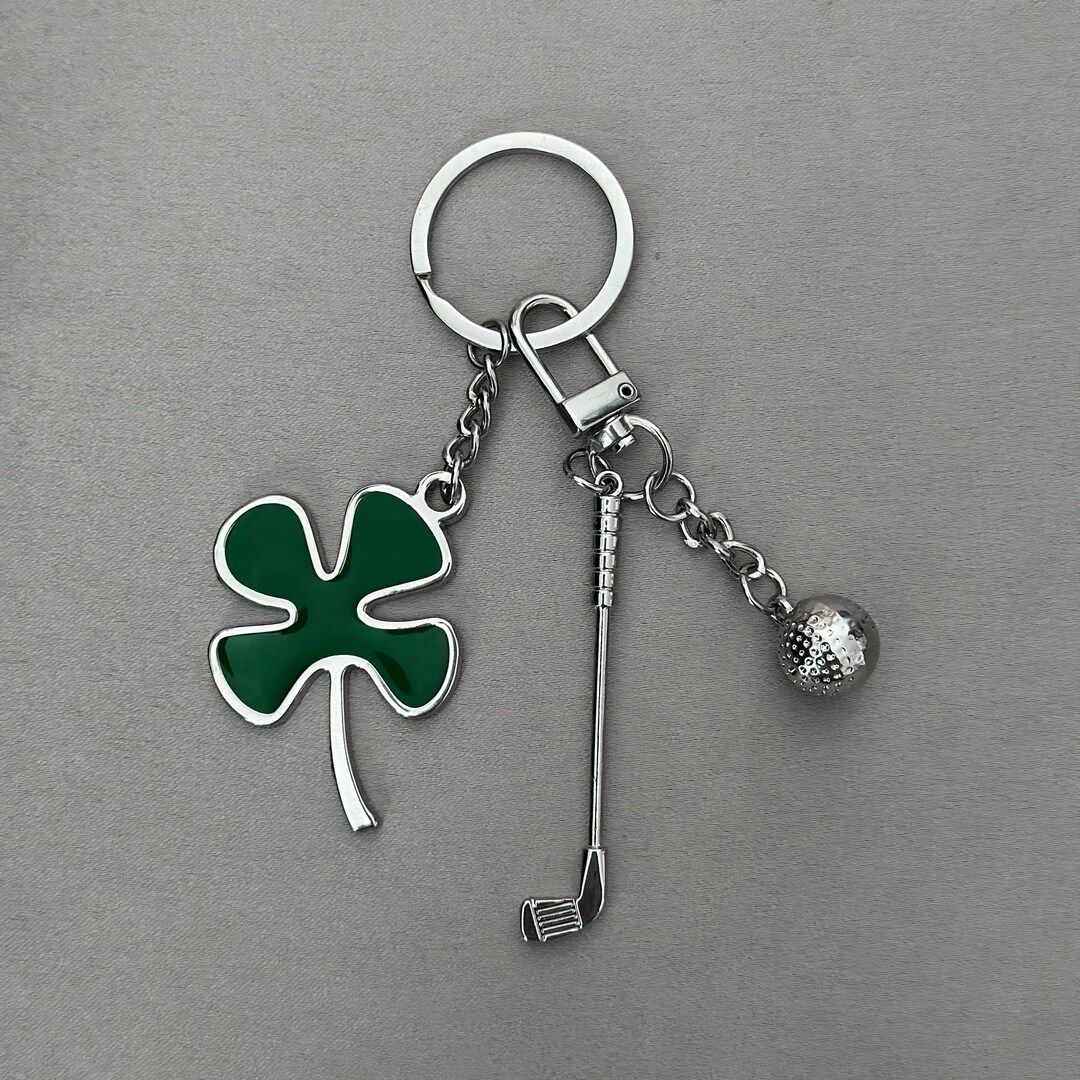 Golf Key Ring With Clover Leaf, Golf Club and Ball. High Quality Zinc ...