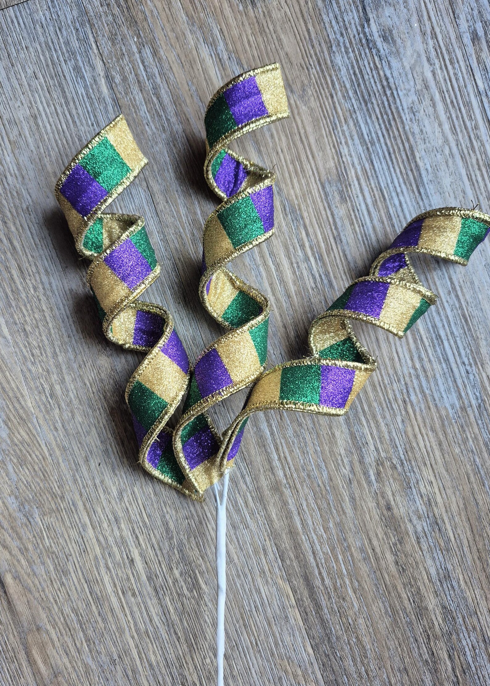 Mardi Gras Pick for Wreath, Gold Purple Green Swirl Spray, Centerpiece ...