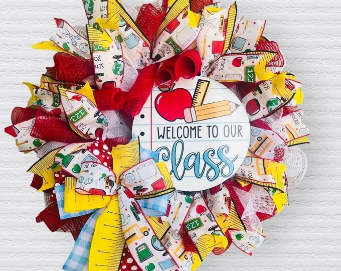 Welcome to Our Class Teacher Wreath, Back to School Wreath, Teacher ...