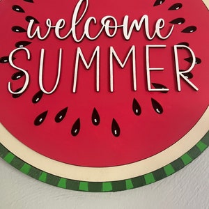 Watermelon Welcome Summer Hand Painted Wood Door Hanger for Front Door ...