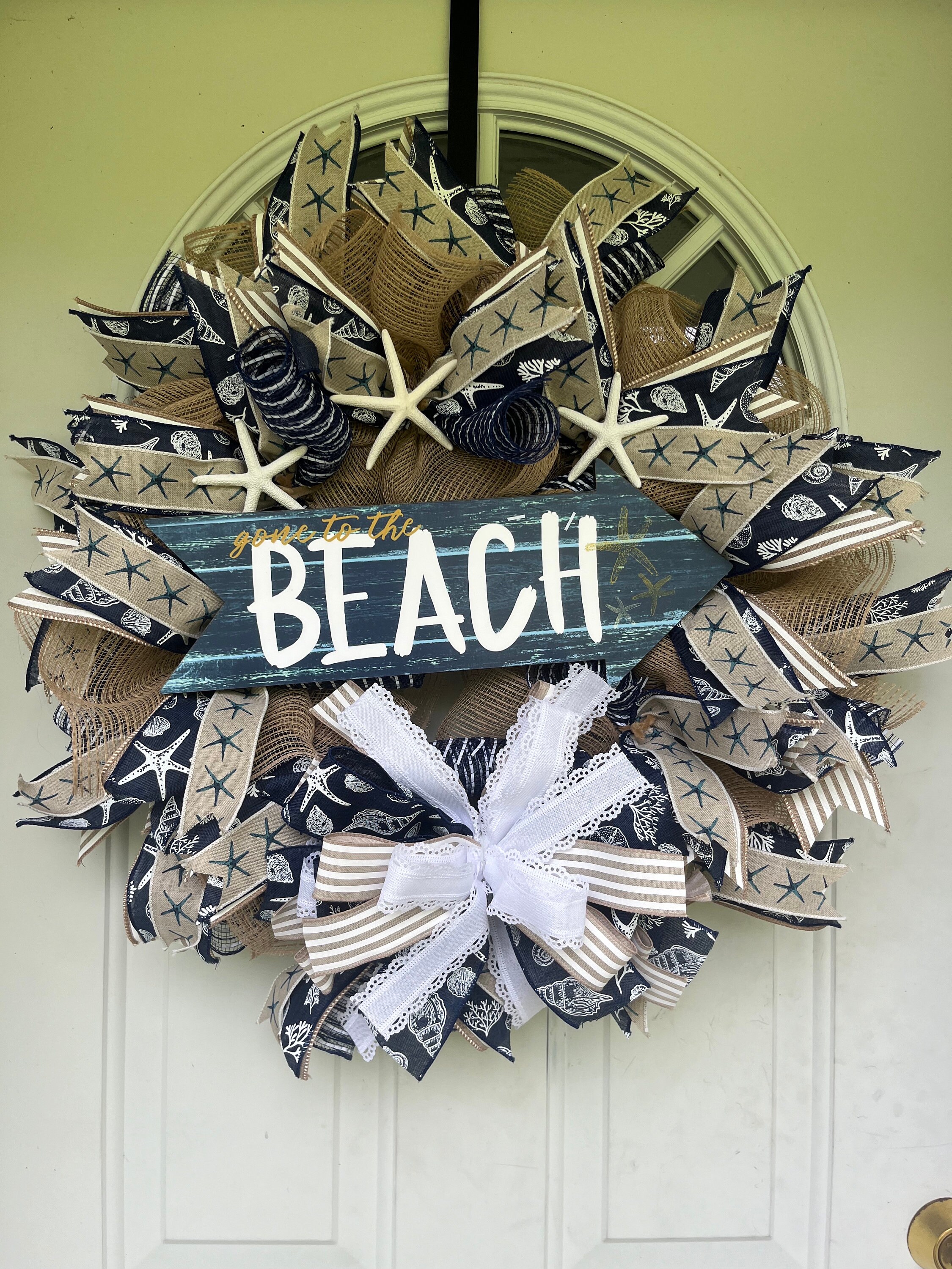 Welcome Beach / Ocean Themed Summer Wreath for Front Door, Coastal ...