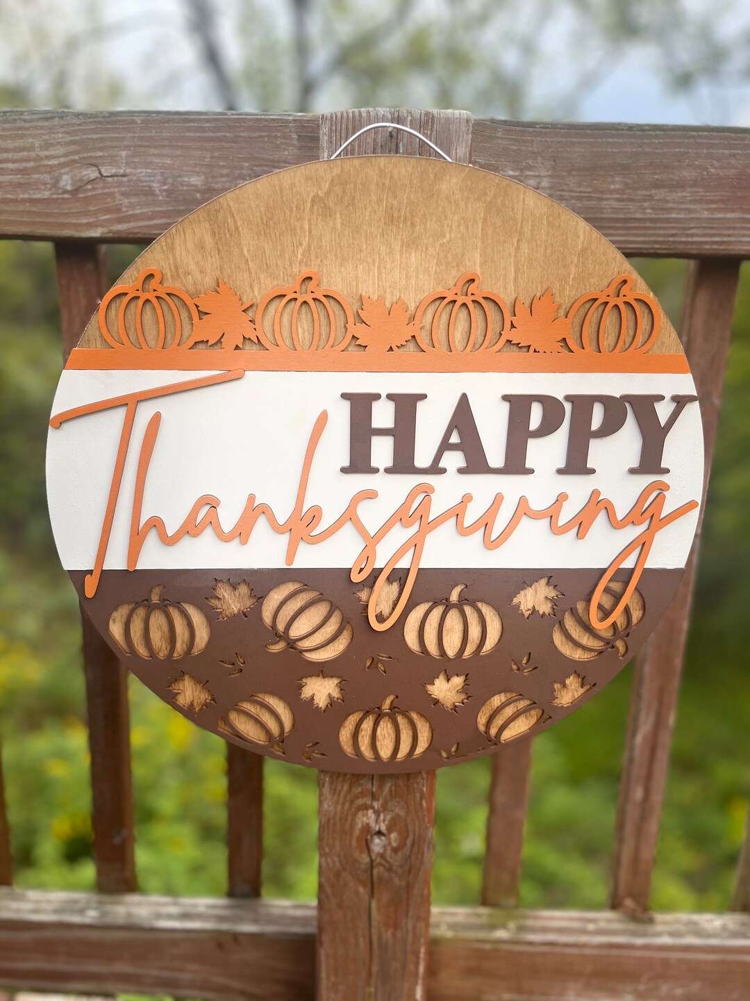 Happy Thanksgiving Wooden Door Hanger, Fall Welcome Sign, Autumn ...