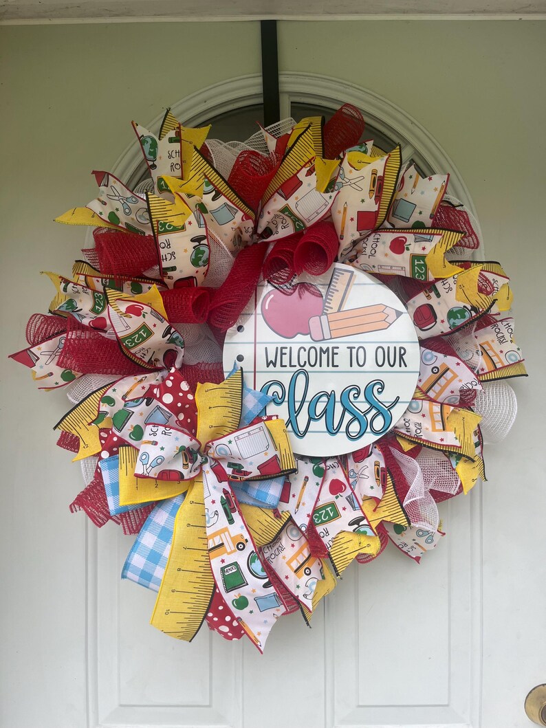 Welcome to Our Class Teacher Wreath, Back to School Wreath, Teacher ...