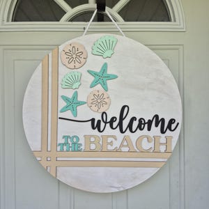 Beach Themed Wood Door Hanger, Ocean Decor, Coastal Decor, Beach House ...