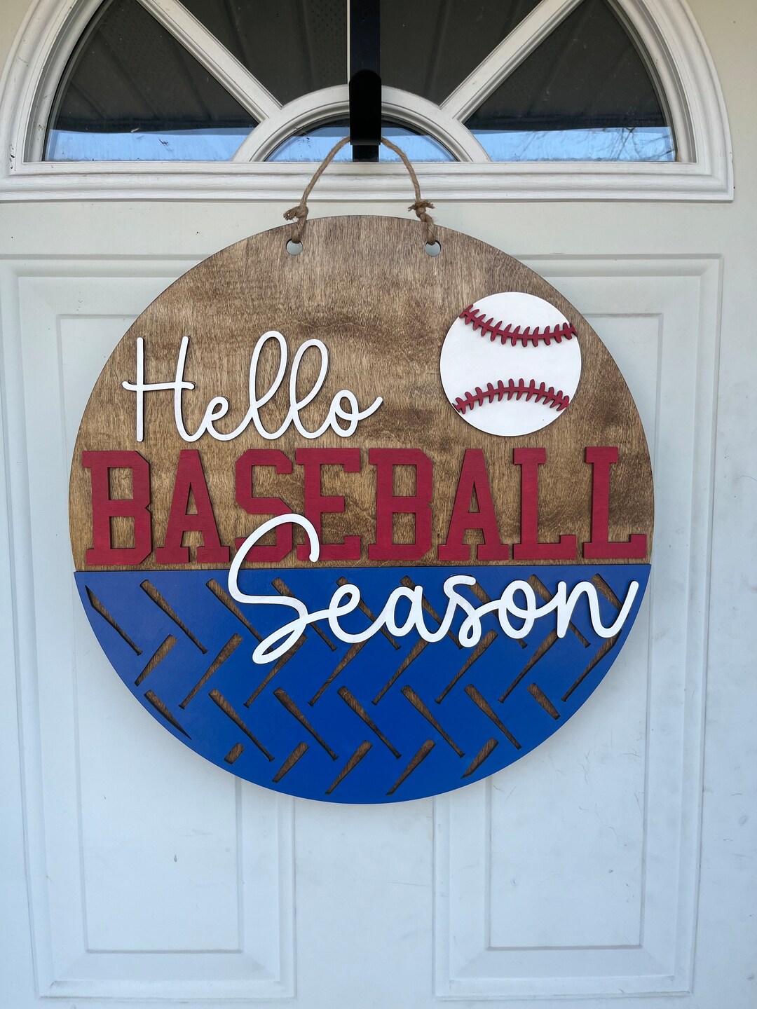 Hello Baseball Season Wood Door Hanger, Baseball Wreath, Baseball ...