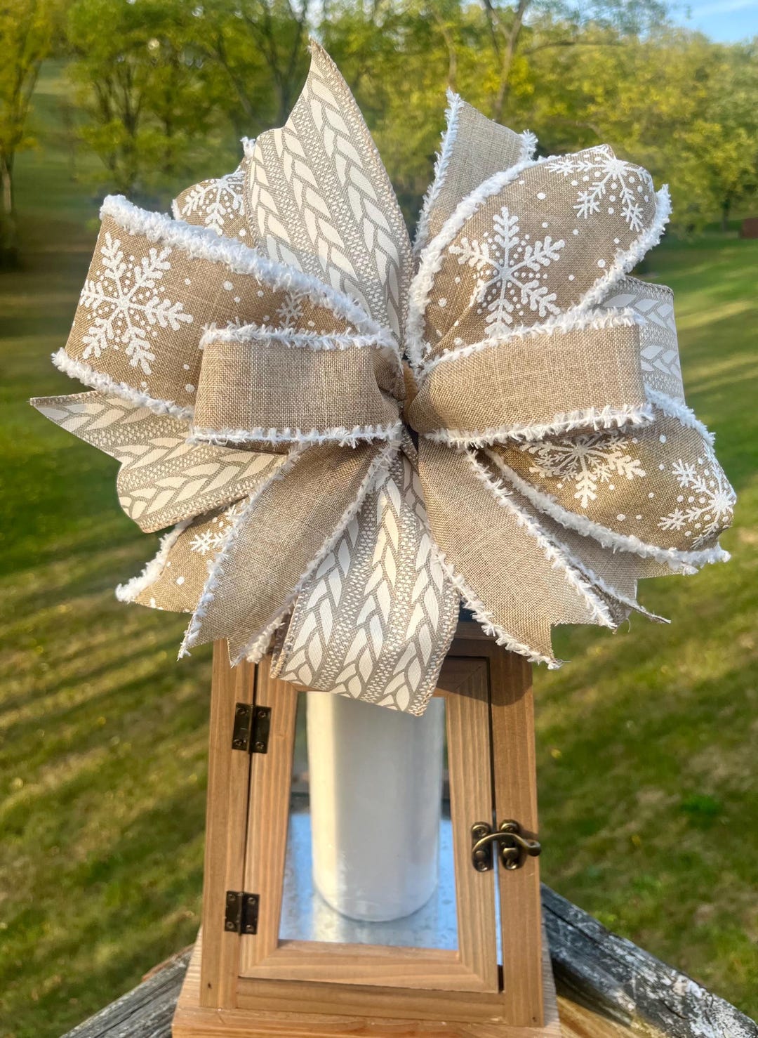 Christmas /winter Lantern Bow, Decorative Holiday Bow, Wreath Bow ...