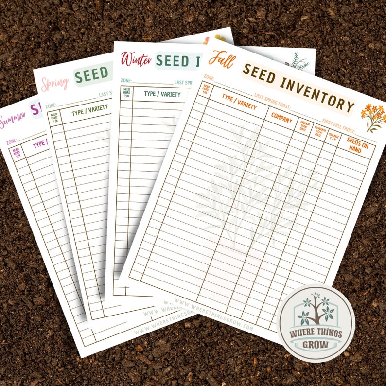 Seasonal Seed Inventory Printable, Garden Planner Bundle for Gardeners ...