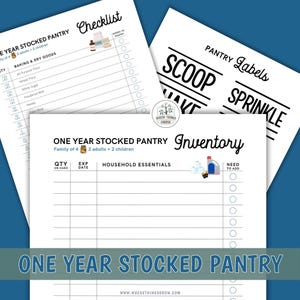Pantry Checklist Inventory Tracker, Prepper Food List, Spice Jar Labels ...