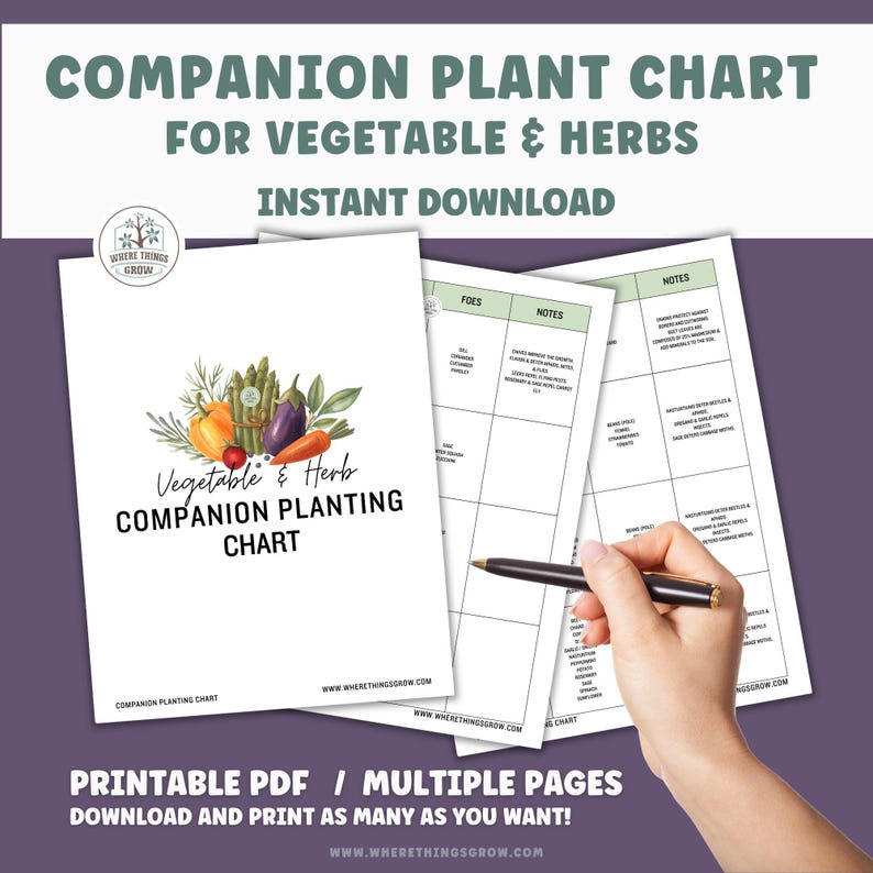 Companion Planting Guide: Vegetable & Herb Garden Planner (digital ...