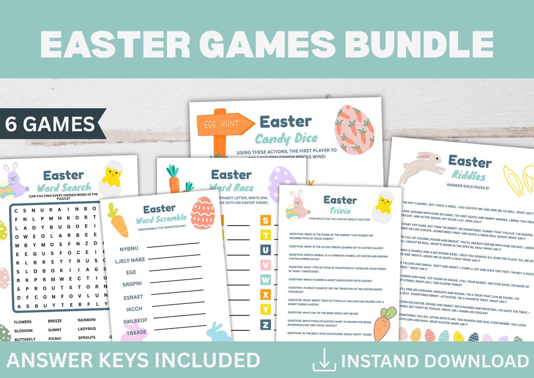 Easter Games, Easter Game Kids Adults, Printable Easter Games, Easter ...
