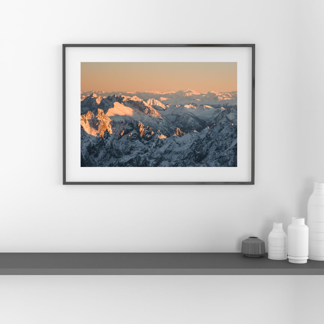 Zugspitze Print | Sunset German Alps | Alpine Mountain Wall Art ...