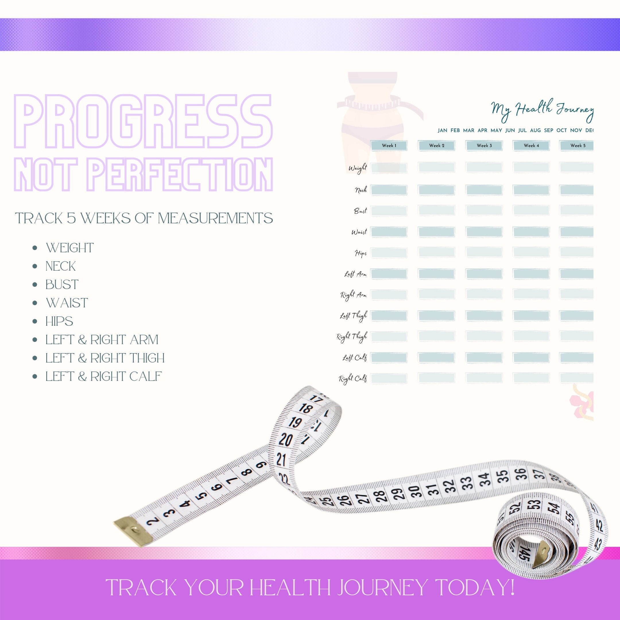 Weekly Weight & Measurement Tracker - Etsy