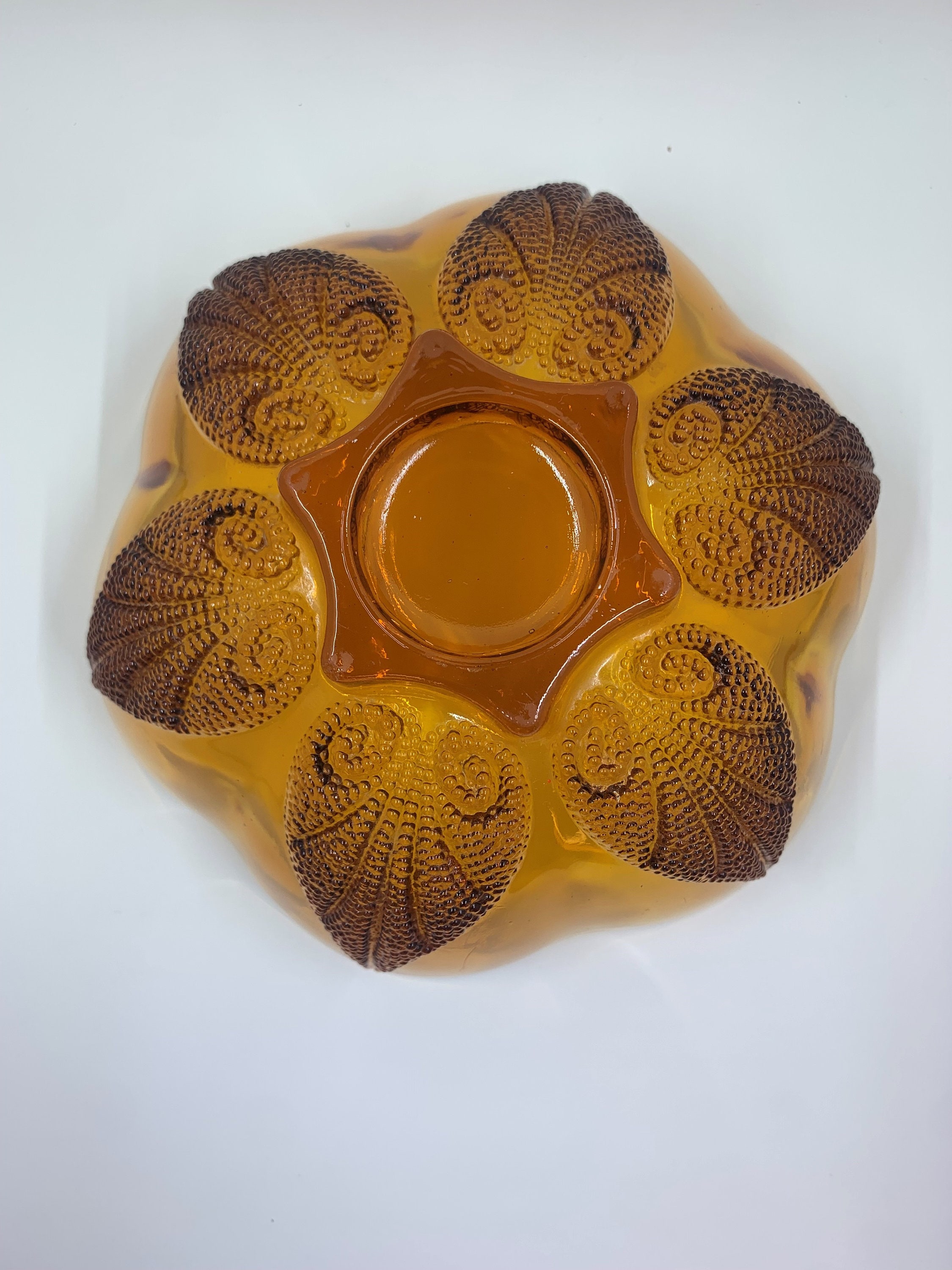 Indiana Glass - Amber Glass - Pressed Flower Petal Design - Vintage ...