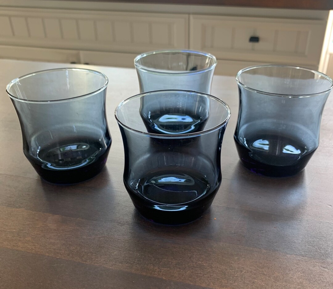 Vintage Libbey Apollo Blue Drinking Glasses Small Sized Juice Glasses 6 ...