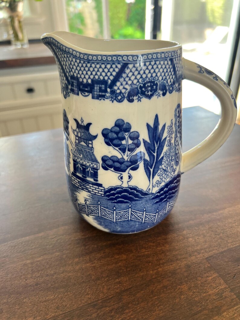 Adorable Vintage Blue & White Pitcher From Japan Garden Themed Japanese ...