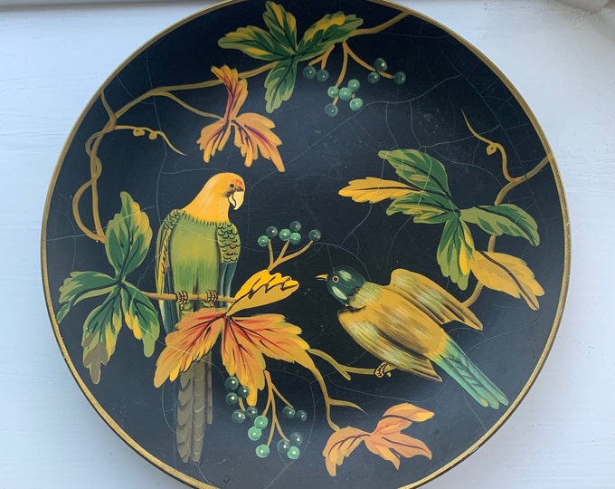 Tropical Bird Plate - Vintage Parrot Plate - Jungle Love -black ...