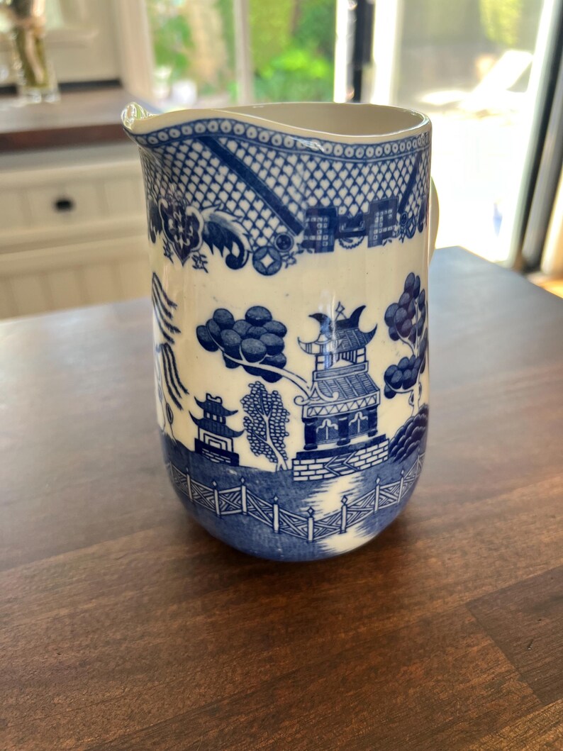 Adorable Vintage Blue & White Pitcher From Japan Garden Themed Japanese ...