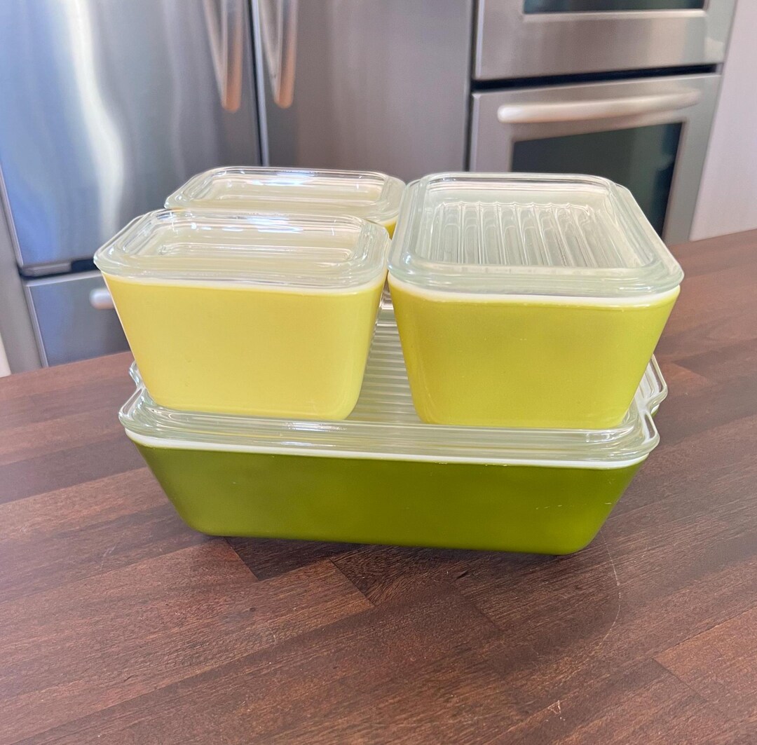 Vintage PYREX Verde Refrigeration Set 8 Pieces Complete Set With Lids ...