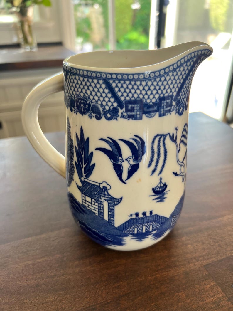 Adorable Vintage Blue & White Pitcher From Japan Garden Themed Japanese ...