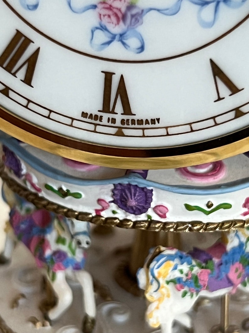 Vintage Porcelain Carousel Clock With Glass Dome Made in Germany - Etsy