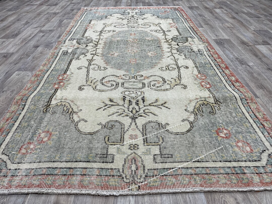 Turkish Rug 4x7, Pale Vintage Rug, Oushak Rug 4x7, Neutral Rug 4x7 ...