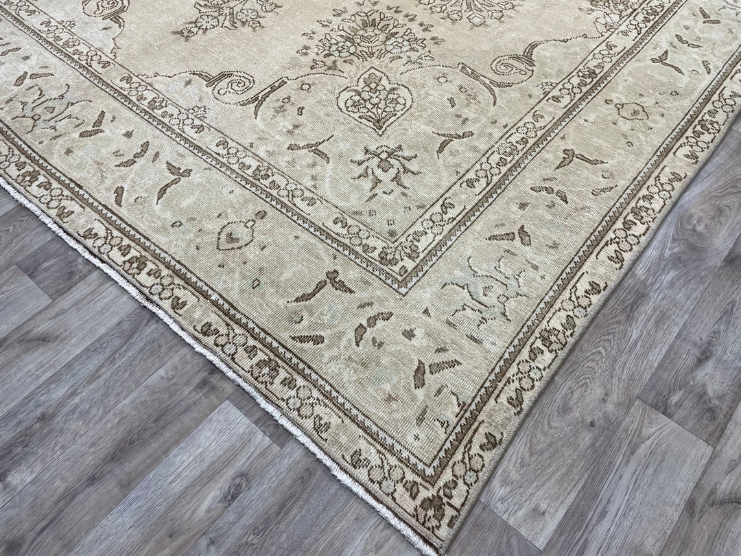 8x11 Vintage Large Rug, Neutral Oversize Rug, Beige Brown Rug, Turkish ...