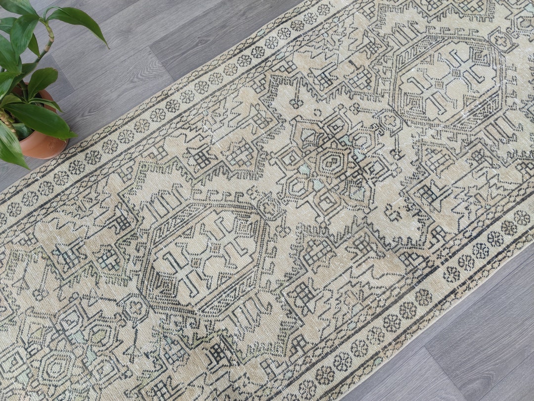 3x12 Neutral Heriz Runner Rug, Vintage Kitchen Runner Rug, İnterior ...