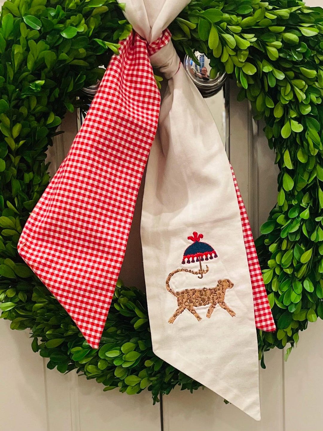 Red and White Gingham Sash - Monogram or Design - Etsy