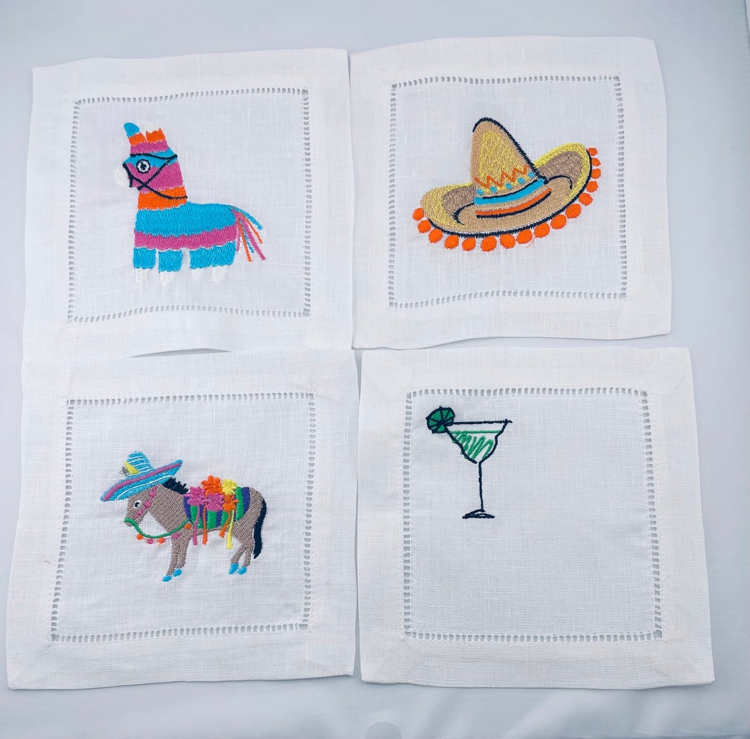 Mexican Fiesta Linen Cocktail Napkins, Mix and Match - Etsy